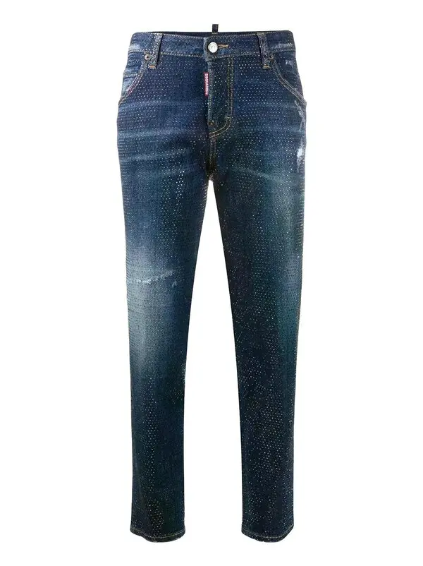 Dsquared2 Studded Cropped Skinny-fit Jeans - Blue