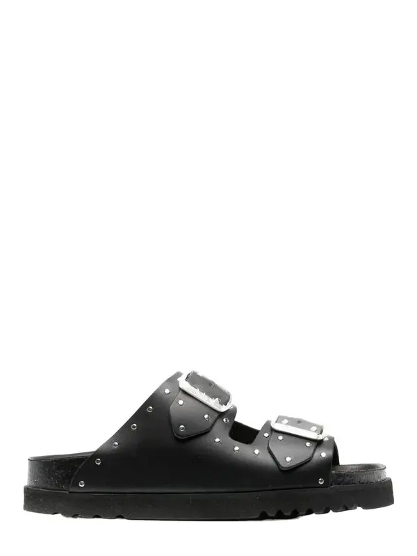 DR. SCHOLL'S SHOES Beatriz Stud-embellished Leather Slides - Black