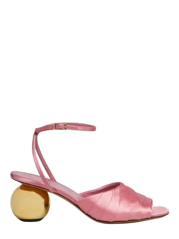 Marni 70mm Satin Sandals With Spherical Jewel Heel - Pink