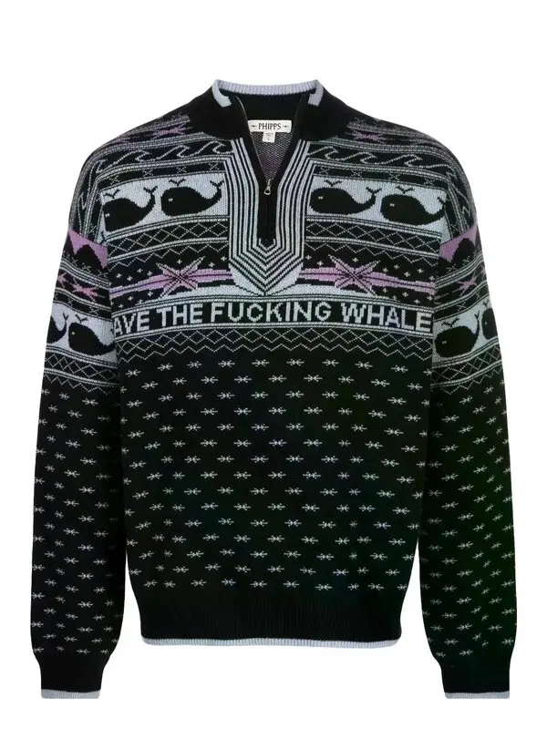 PHIPPS Intarsia Knit Jumper - Black