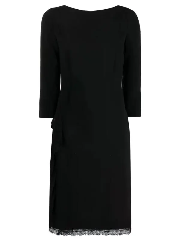 Alberta Ferretti Lace-trim Silk Knee-length Dress - Black