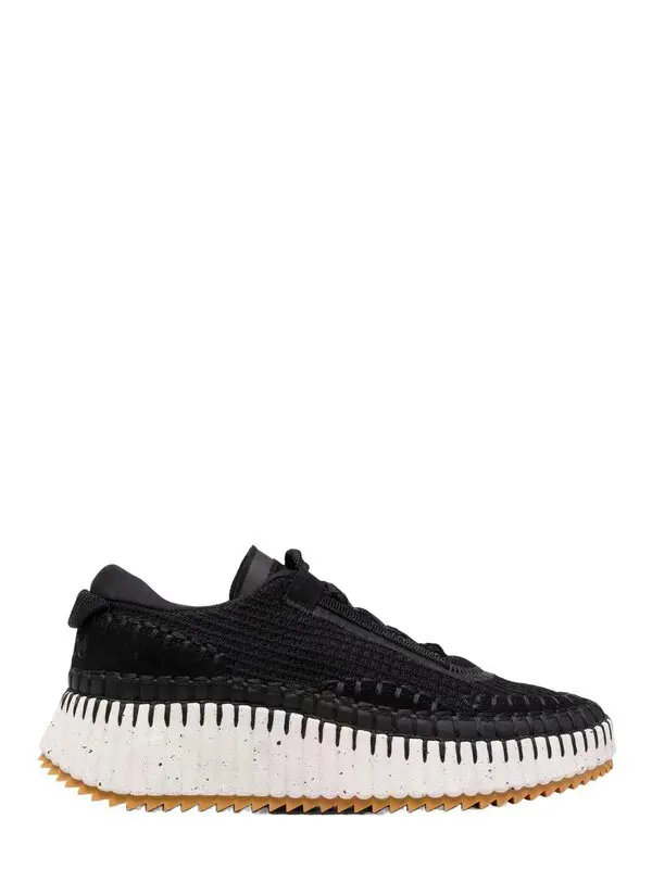 Chloé Nama Lace-up Round-toe Sneakers - Black