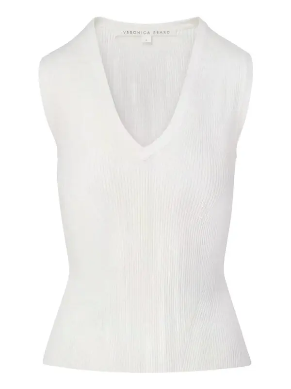 Veronica Beard Sid Ribbed-knit Top - White
