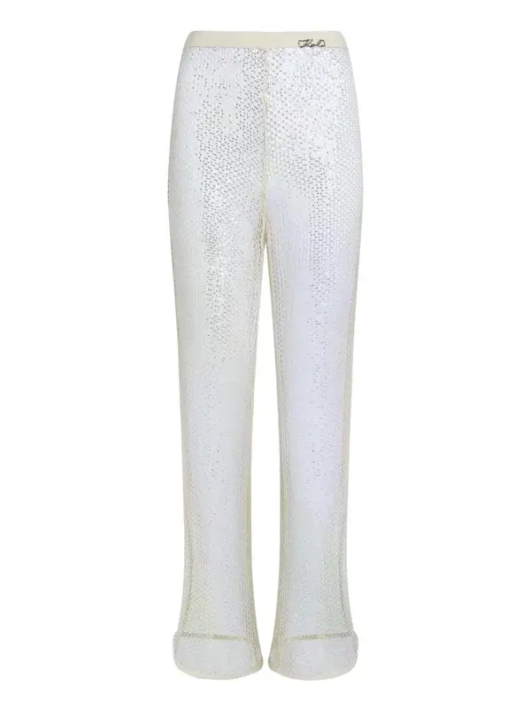 Karl Lagerfeld Sequinned Mesh Trousers - Neutrals
