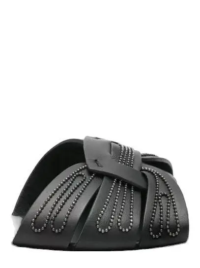 DOUCAL'S Leather Flat Sandals - Black