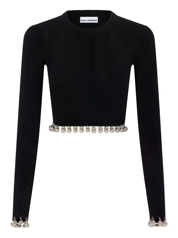 Rabanne Bead-detail Wool Jumper - Black
