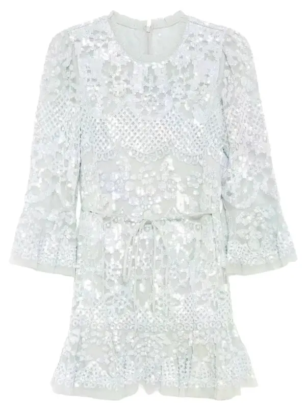 NEEDLE & THREAD Sequin Embellished Dress - Blue