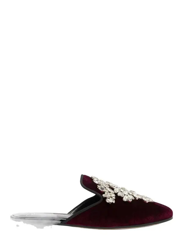 GIUSEPPE ZANOTTI Elsa Crystal Velvet Mules - Red