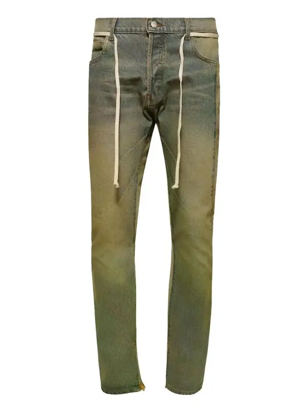 RRR123 Distressed Drawstring Jeans - Blue