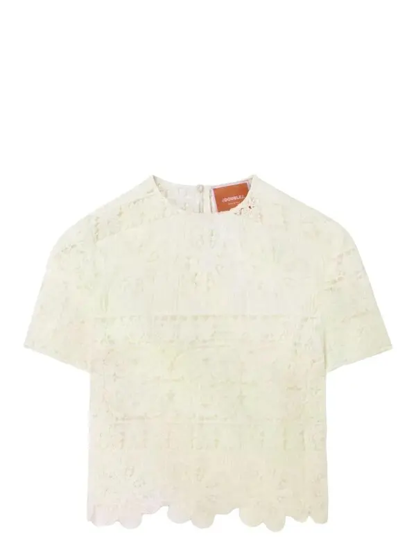 La DoubleJ Lace-embroidered Cropped Top - Yellow