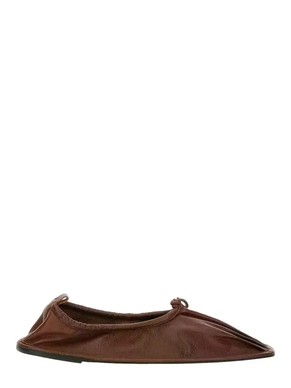 Hereu Puntera Gathered Leather Ballet Flats - Brown
