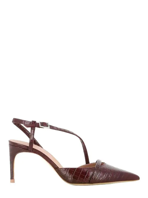 MALONE SOULIERS 70mm Valeria Crocodile-embossed Pointed-toe Pumps - Brown