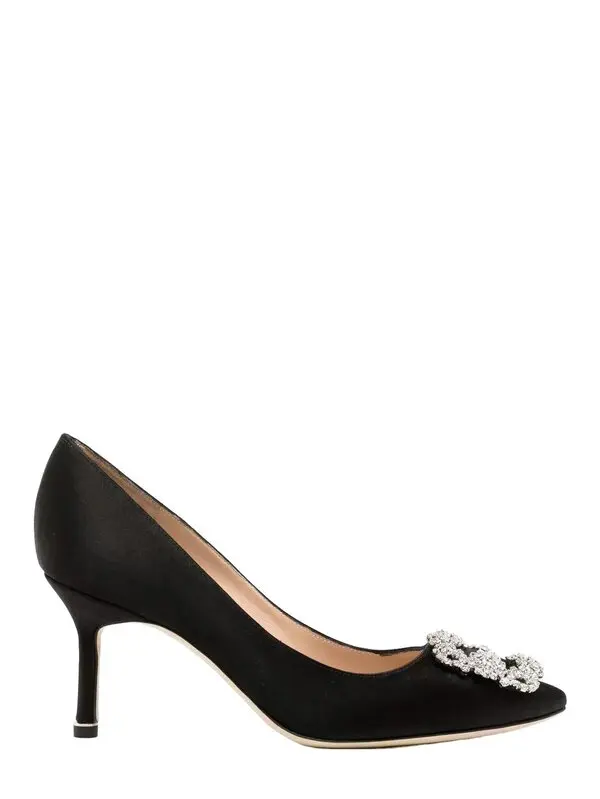 Manolo Blahnik 70mm Hangisi Crystal-buckle Pumps - Black