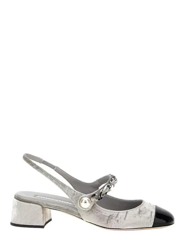 Miu Miu 35mm Velvet Slingback Pumps - Silver