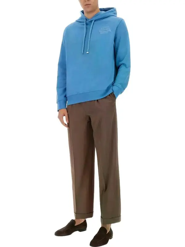 Etro Embroidered Logo Hoodie - Blue