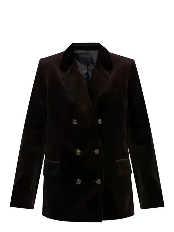 Zadig&Voltaire Double-breasted Velvet Blazer - Brown