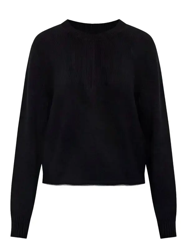 Helmut Lang Crew-neck Cropped Sweater - Black