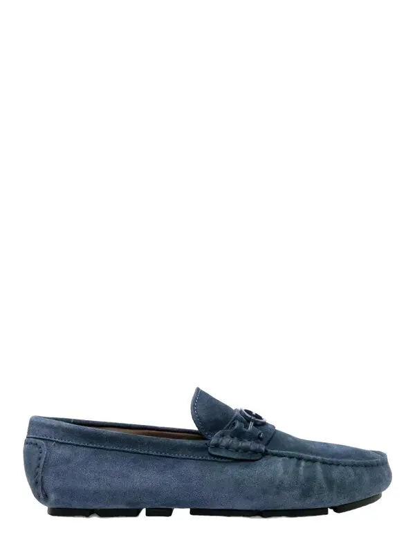 BALDININI Logo-plaque Calf-leather Loafers - Blue