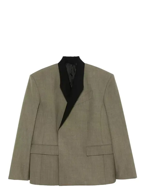 MUGLER Contrast-lapels Blazer - Green