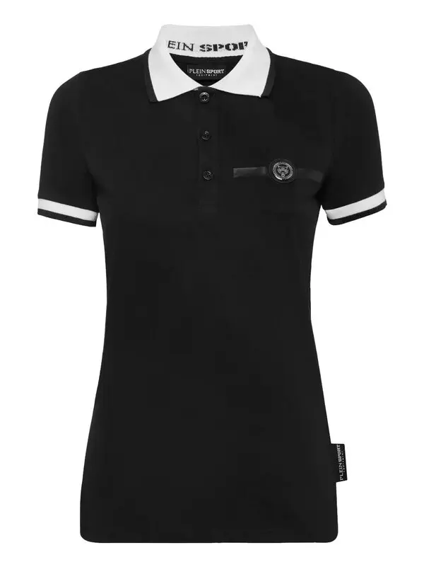 PLEIN SPORT Logo Appliqué Polo Shirt - Black