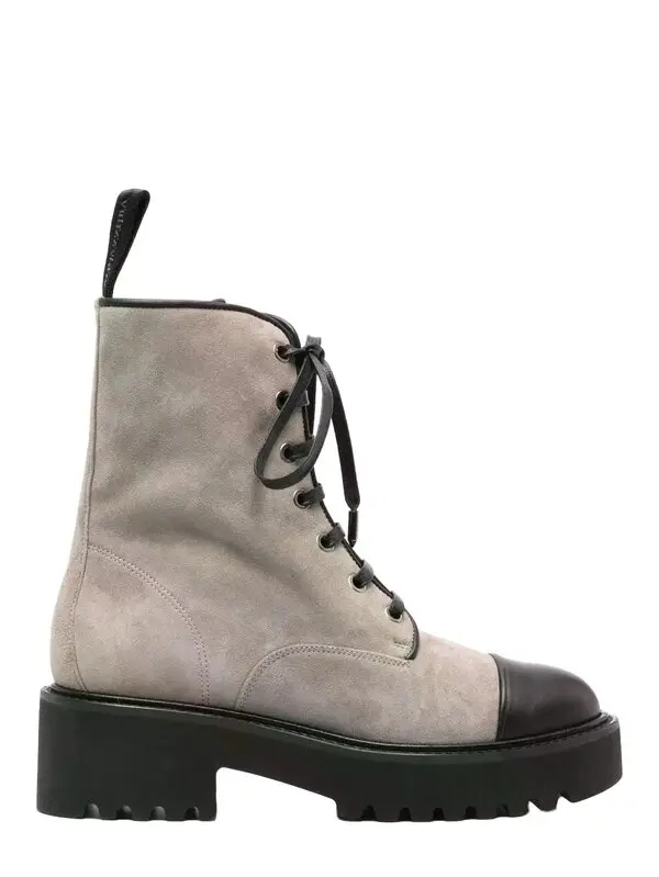 AQUAZZURA Desert Suede Lace-up Boots - Grey