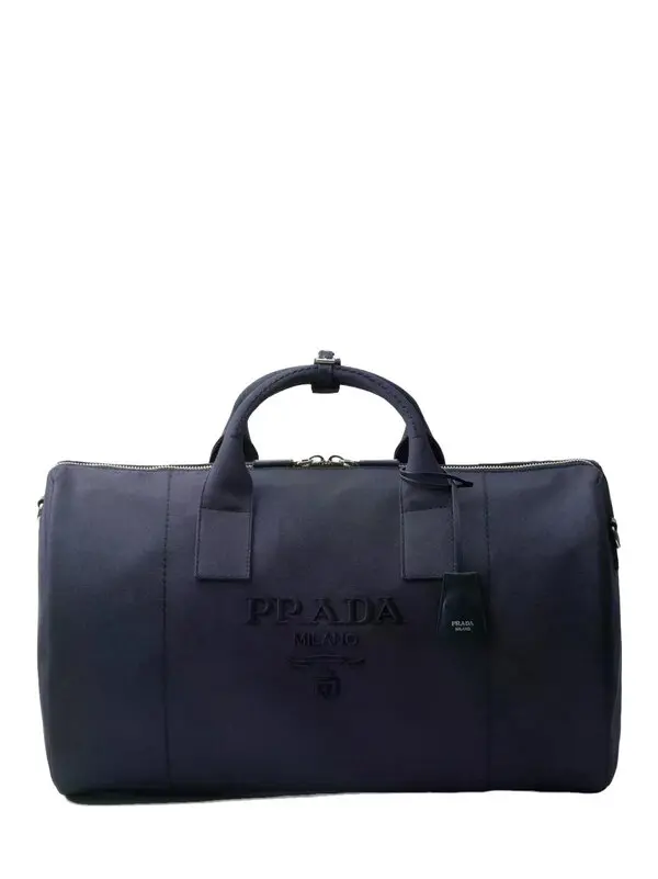 Prada Embossed Logo Canvas Duffle Bag - Blue