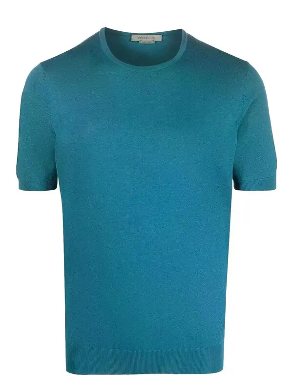Corneliani Silk-cotton Short-sleeve T-shirt - Blue
