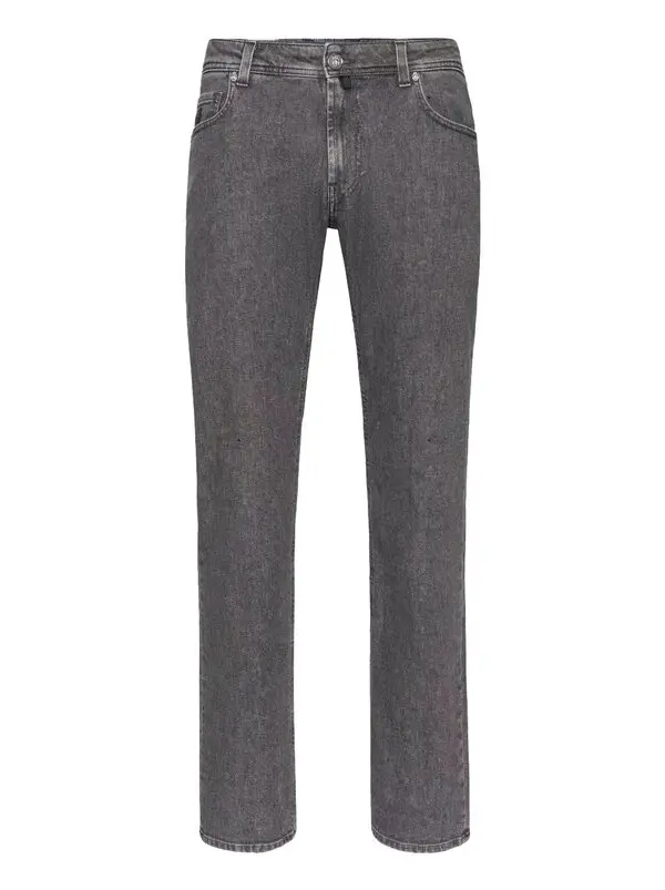 BILLIONAIRE Logo-embroidered Straight-leg Jeans - Grey
