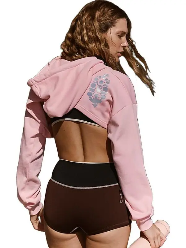 Free People Studio Cropped Hoodie Shrug - Pink