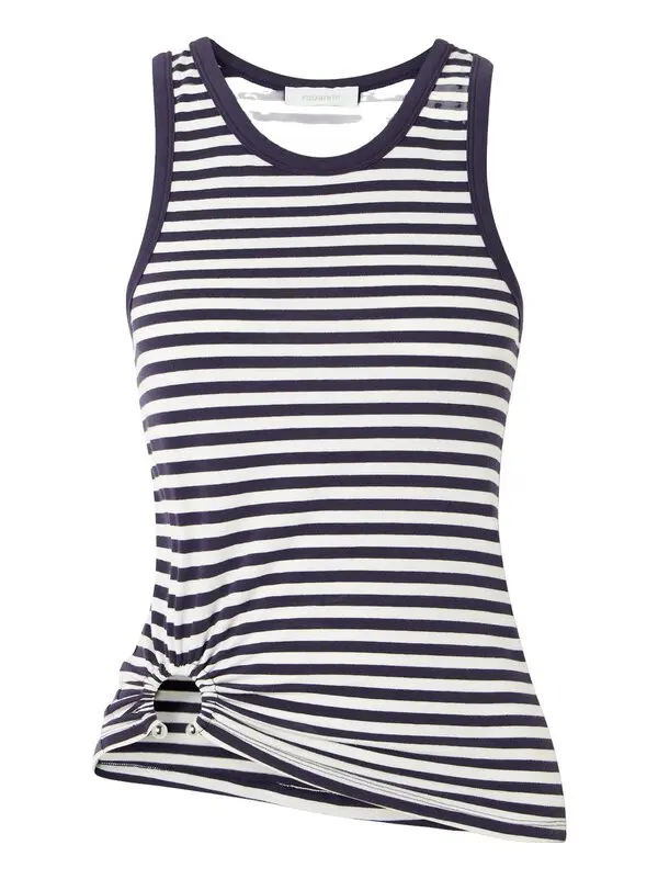 Rabanne Embellished Striped Jersey Tank - White
