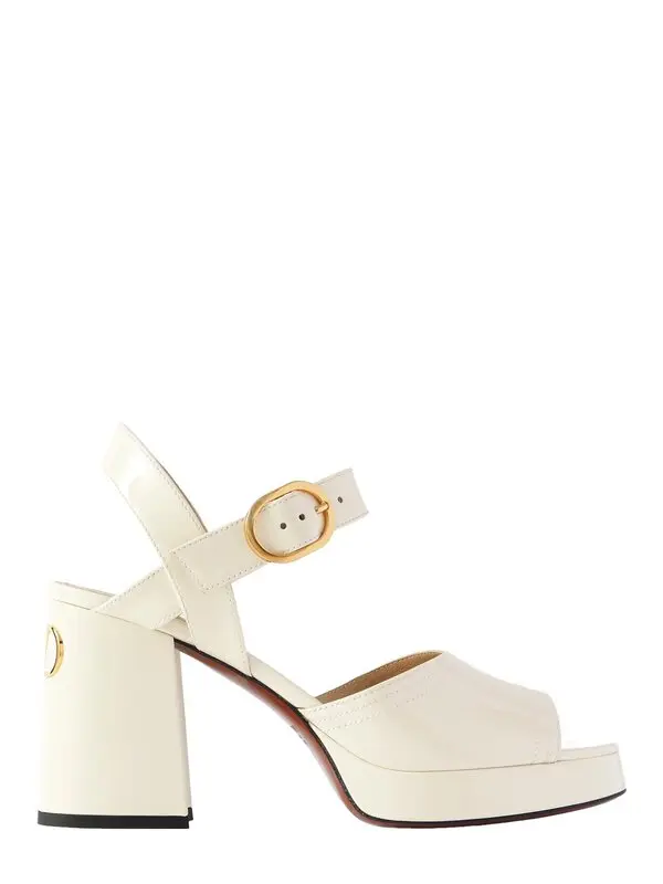 Valentino Garavani Fawcette Patent-leather Platform Sandals - Ivory