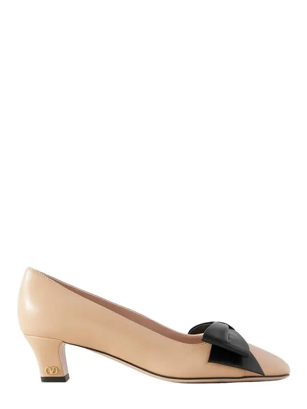 Valentino Garavani Bowow 45 Bow-embellished Leather Pumps - Neutrals