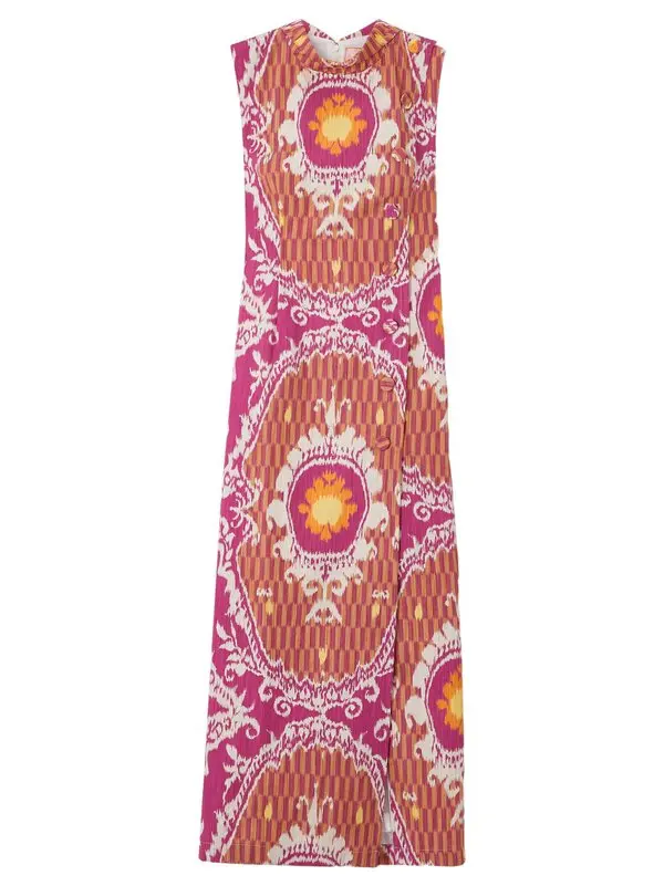 MARTA FERRI Printed Organic Cotton Midi Dress - Pink