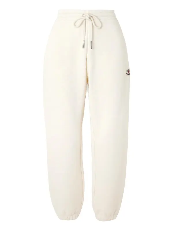 Moncler Appliquéd Cotton-blend Jersey Sweatpants - Cream