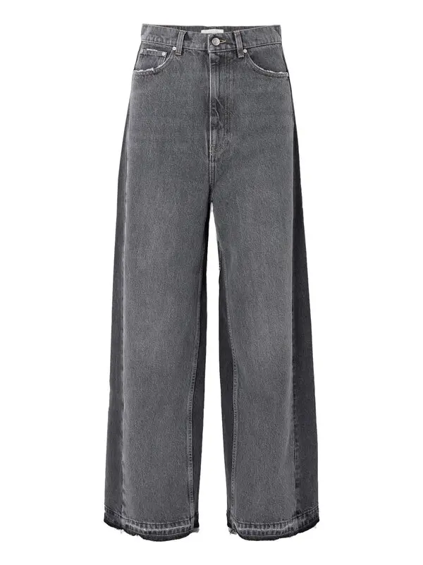 Stella McCartney Frayed Two-tone Wide-leg Organic Jeans - Blue