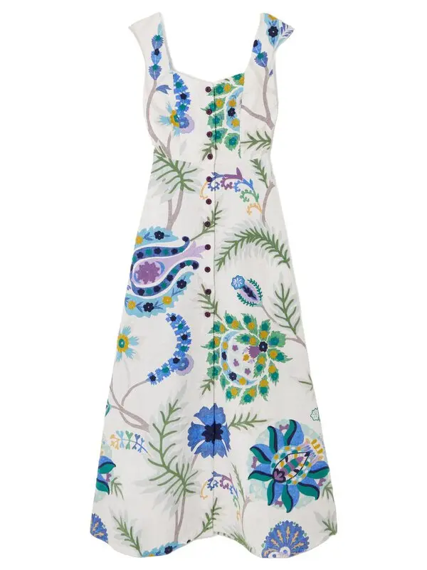 MARTA FERRI Farfalle Embroidered Printed Maxi Dress - Multi