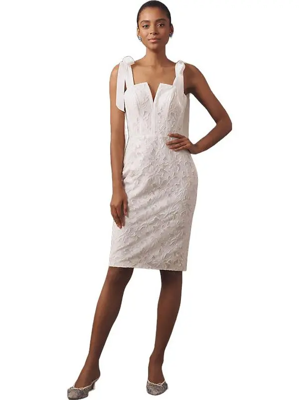 ANNE BARGE Jacquard Knee-length Dress - White