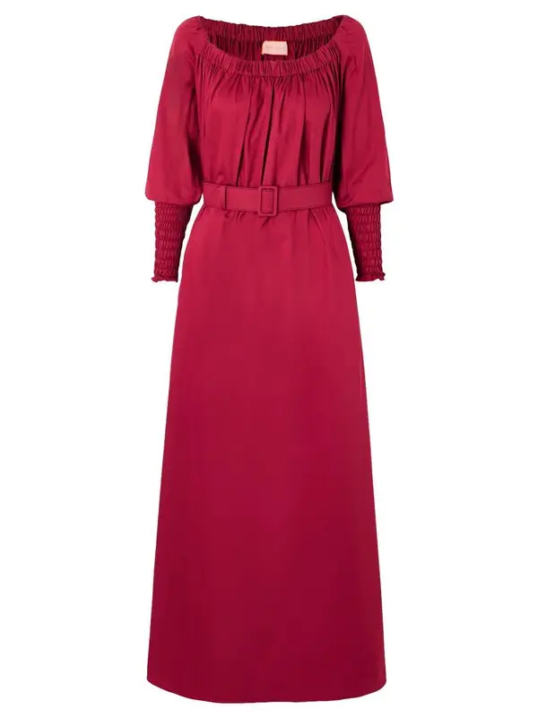 MARTA FERRI Noel Belted Maxi Dress - Red