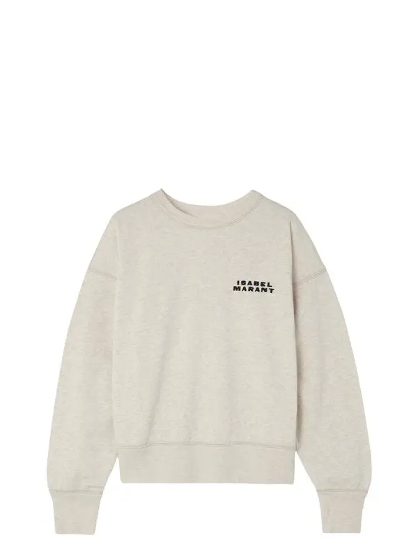 Isabel Marant Shad Embroidered Organic Cotton-blend Jersey Sweatshirt - Ecru