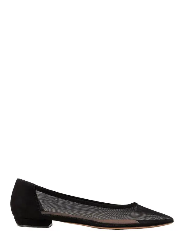 GIANVITO ROSSI Suede-trimmed Mesh Point-toe Flats - Black