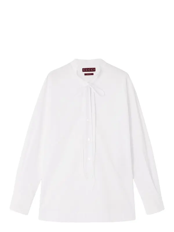 Gucci Tie-neck Cotton-poplin Shirt - White