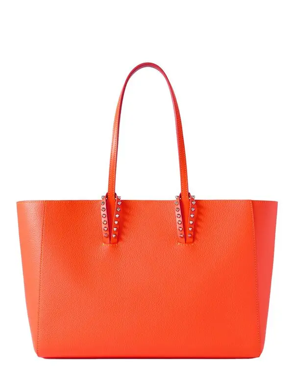 CHRISTIAN LOUBOUTIN Cabata Small Spiked Textured-leather Tote - Orange
