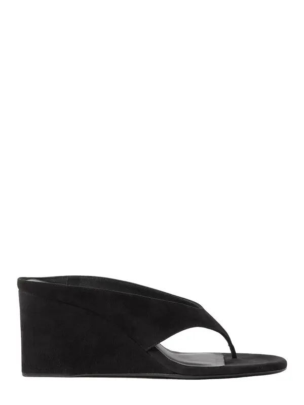Alaïa Tong 75 Suede Wedge Sandals - Black