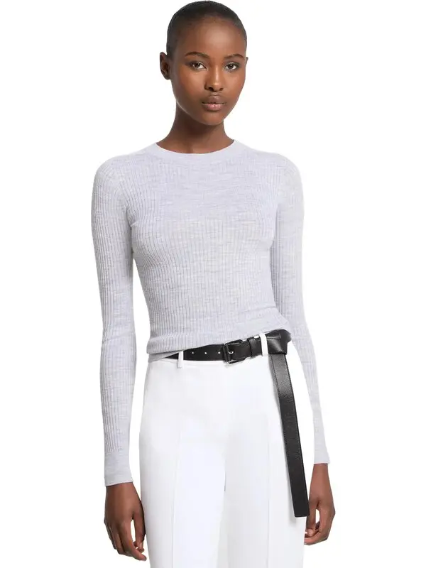Michael Kors Ribbed Merino Wool Pullover - Grey
