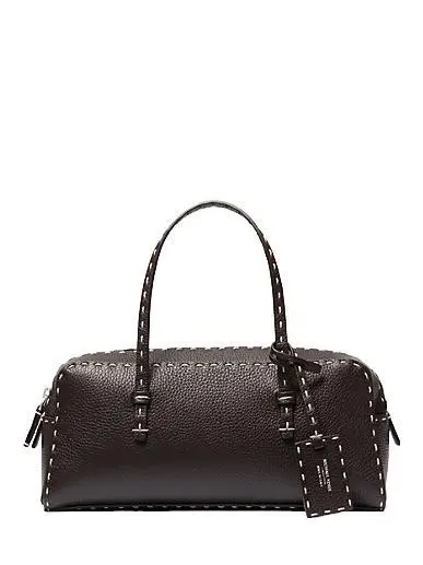 Michael Kors Roberta Hand-stitched Pebbled Leather Satchel - Brown