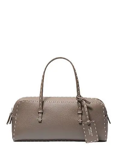 Michael Kors Roberta Hand-stitched Pebbled Leather Satchel - Brown