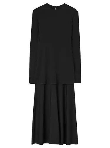 JIL SANDER Crewneck Dress - Seedpearl/black Sable