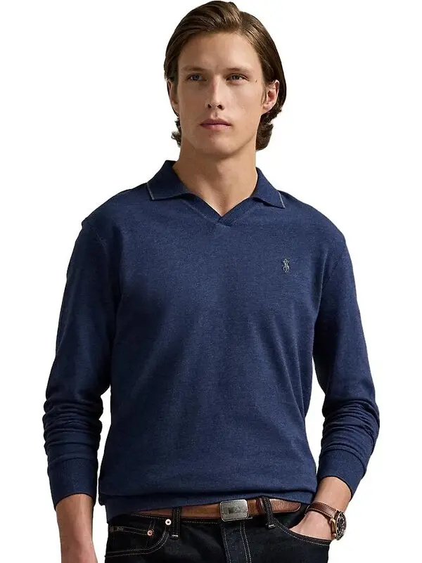 Ralph Lauren Textured Jersey Polo Shirt - Spring Navy Heather