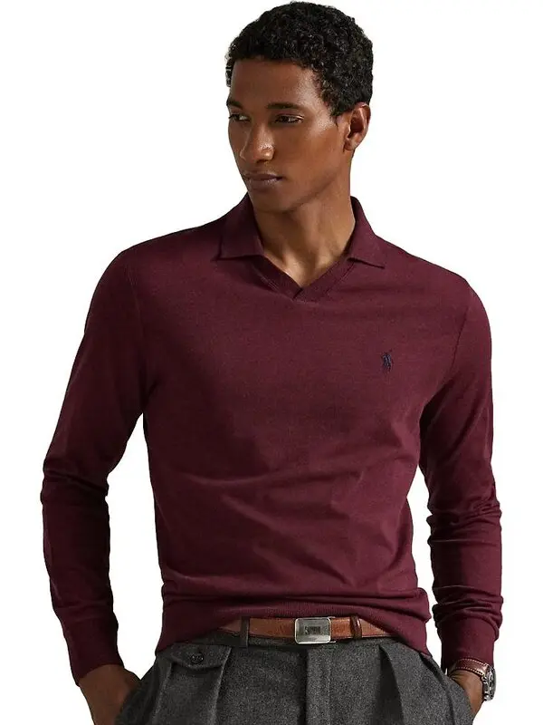 Ralph Lauren Textured Jersey Polo Shirt - Spring Wine Heather