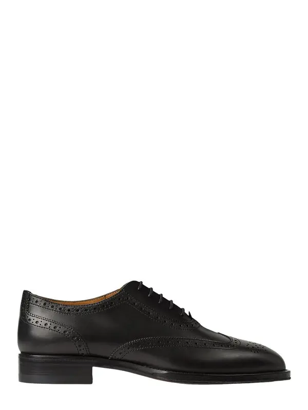 Ralph Lauren Layton 20 Mm Burnished Calfskin Oxford - Black